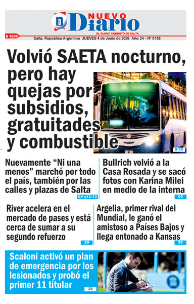 Tapa del 04/06/26 - Nuevo Diario de Salta | El diario chiquito | Salta ...