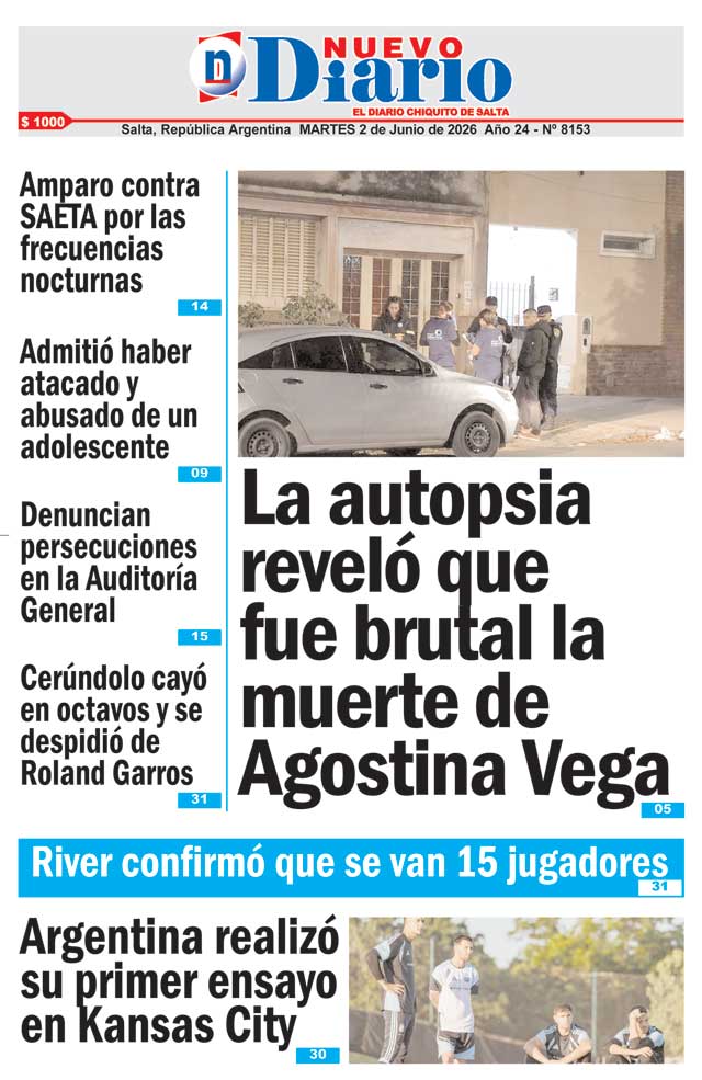 Tapa del 02/06/26 - Nuevo Diario de Salta | El diario chiquito | Salta ...