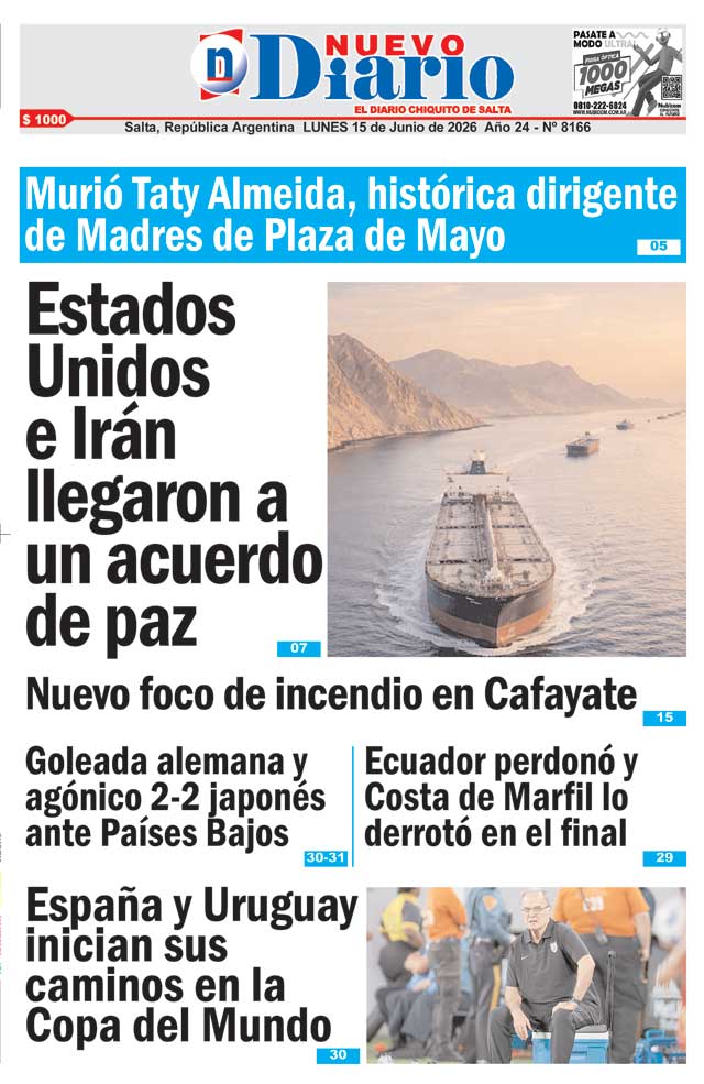 Tapa del 15/06/26 - Nuevo Diario de Salta | El diario chiquito | Salta ...